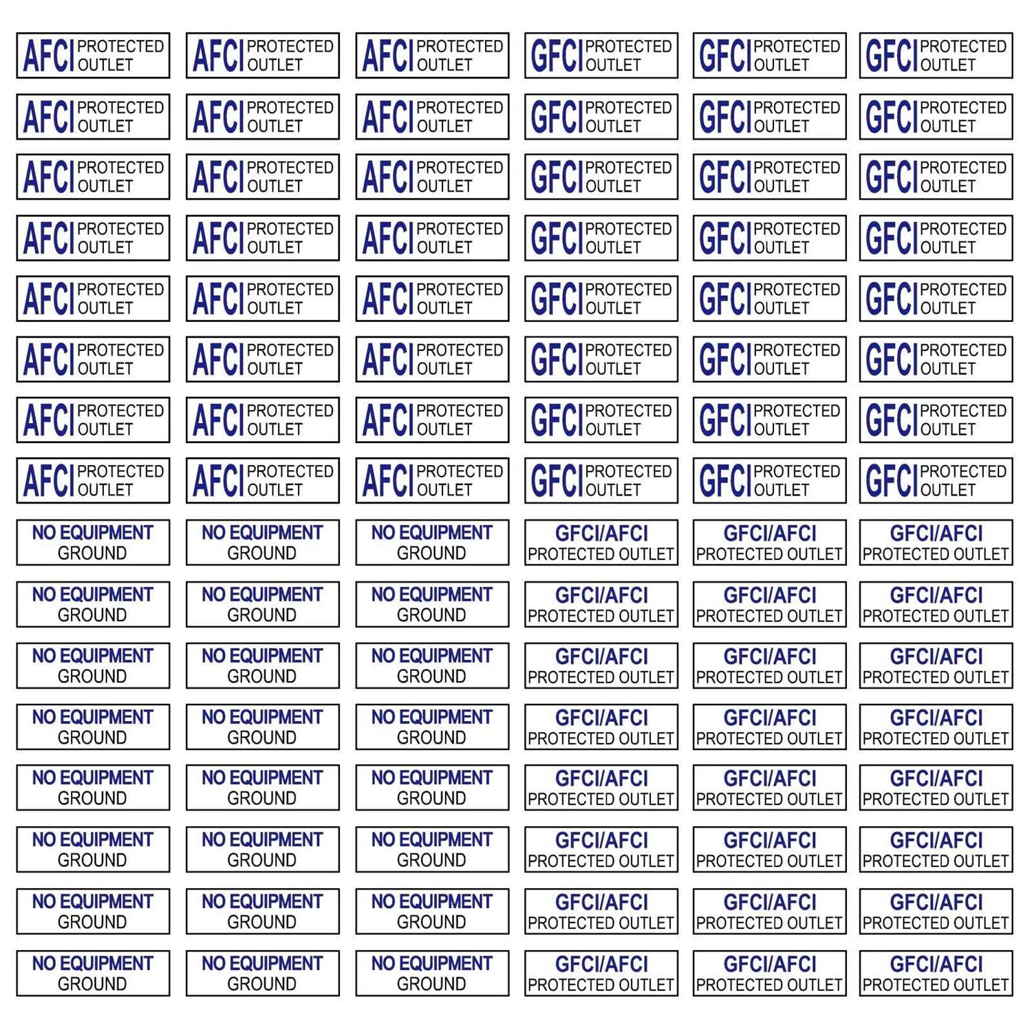GFCI AFCI Protected Outlet Receptacle Plates Label Sticker Decal No ...