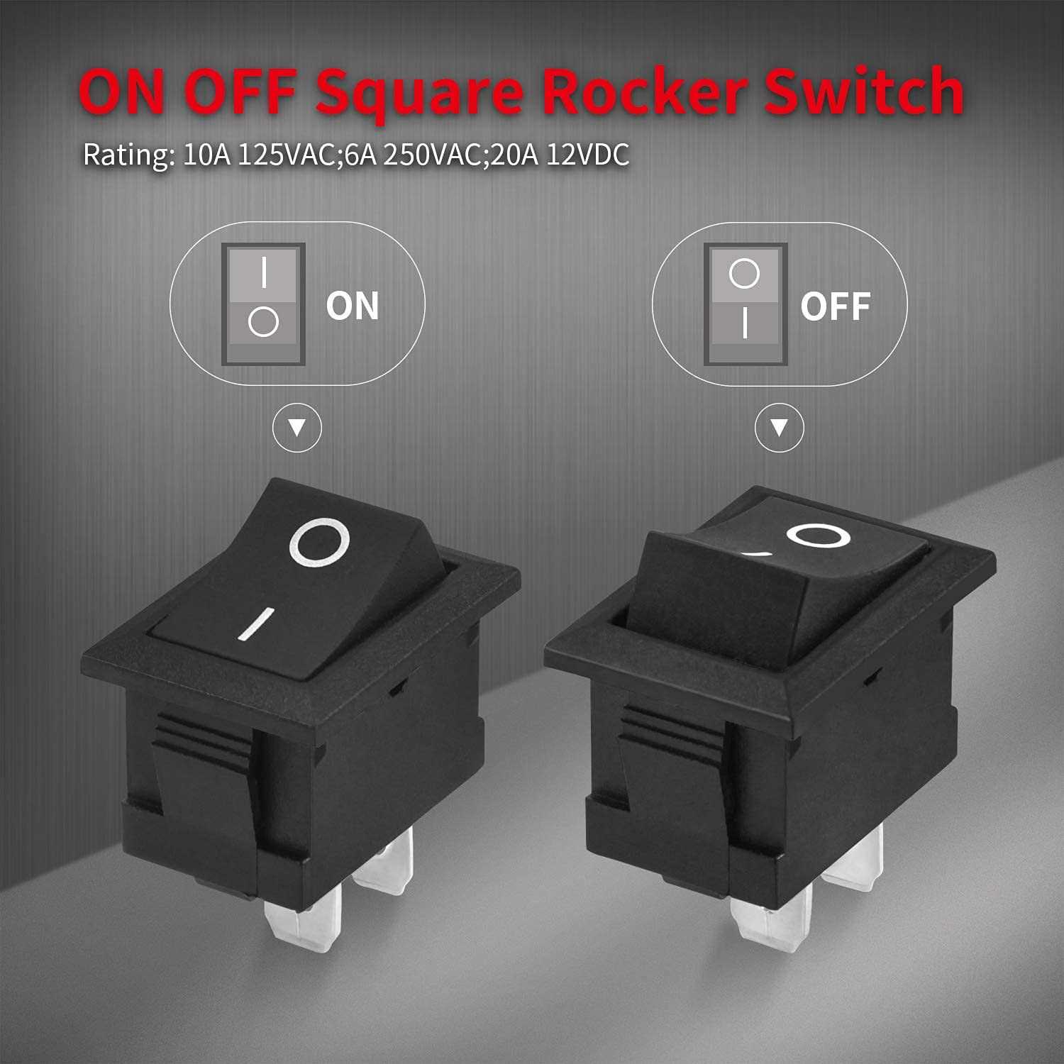 DaierTek Mini Rocker Switch 12V 20A T85 2 Pin SPST Small ON Off Switch ...