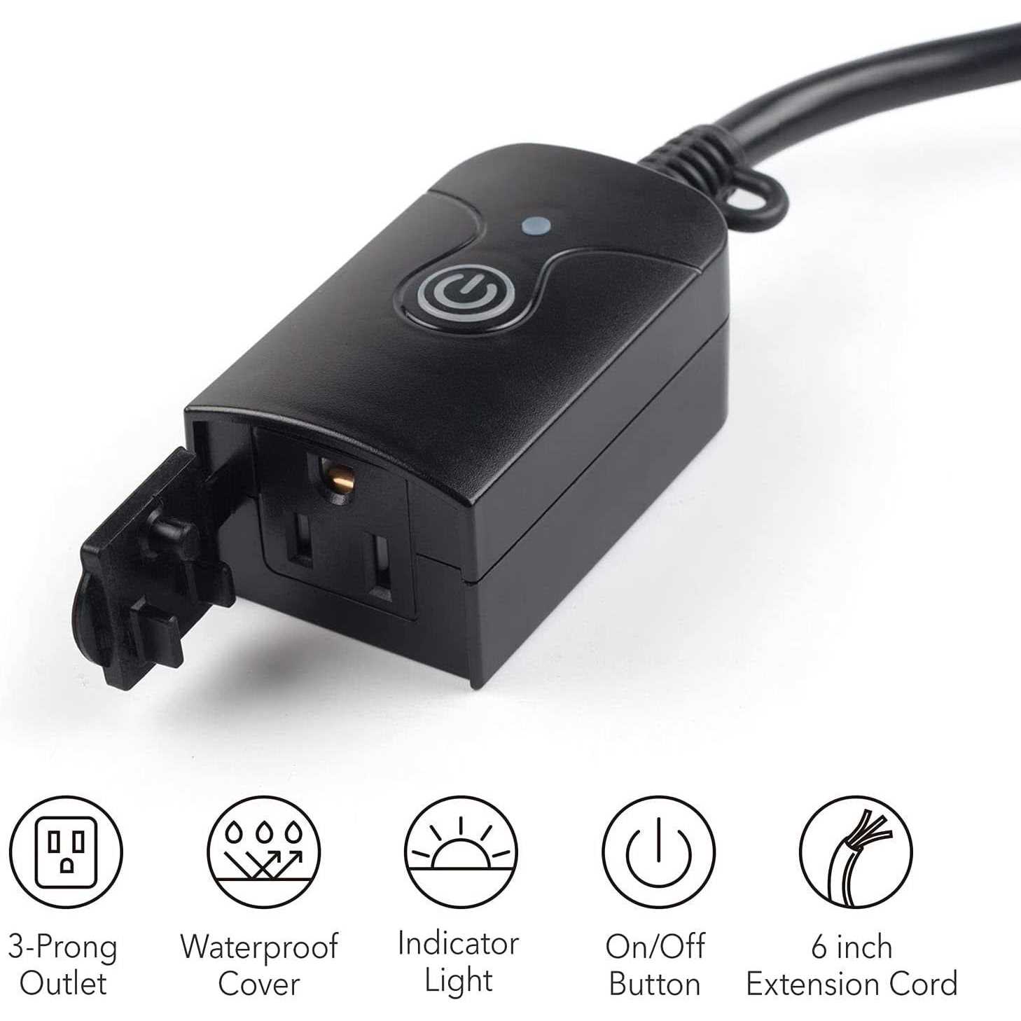 Hbn Outdoor Indoor Wireless Remote Control 3-Prong Outlet Weatherproof ...