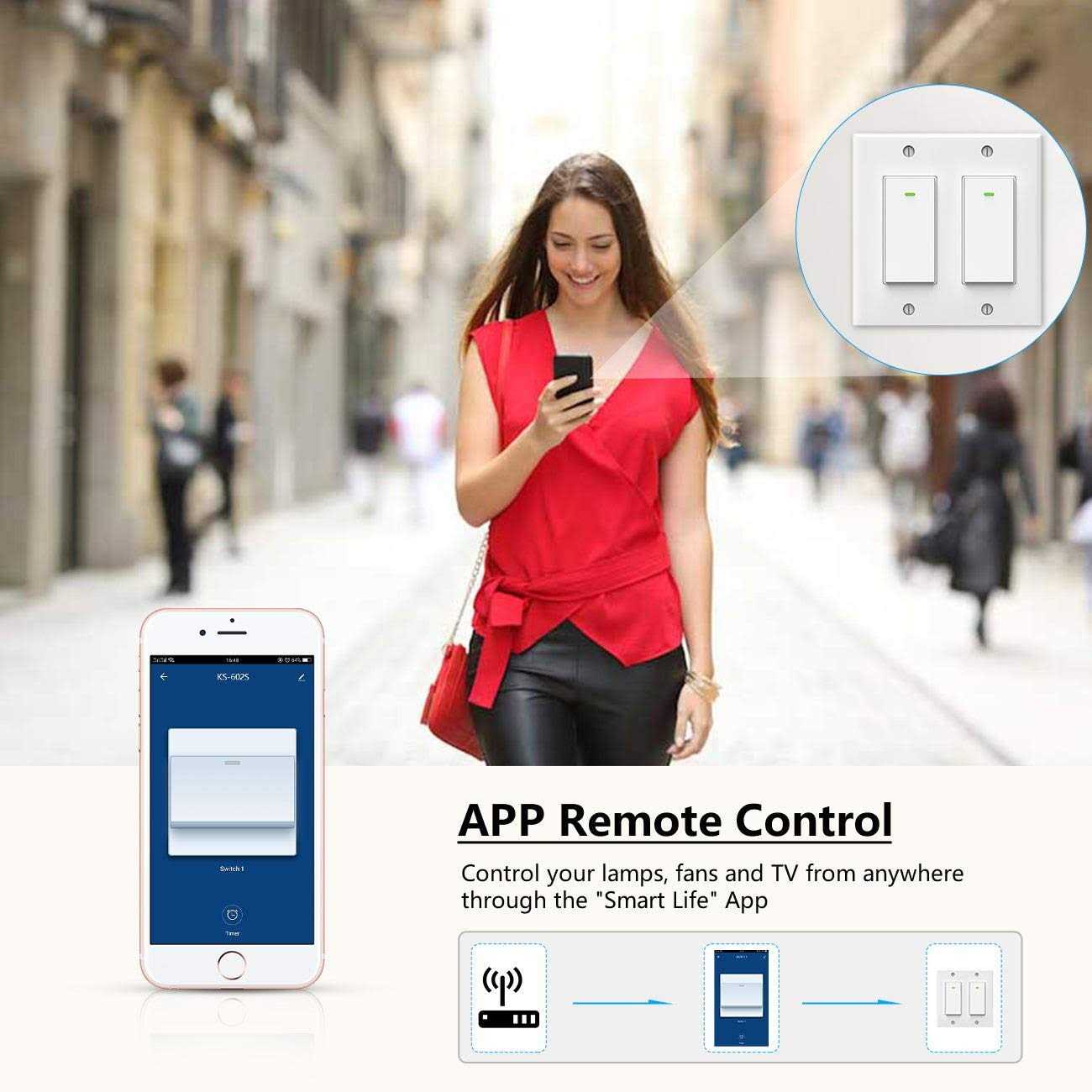 Lesim Smart Light Switch Double Smart Wifi Light Switches - Hardware ...