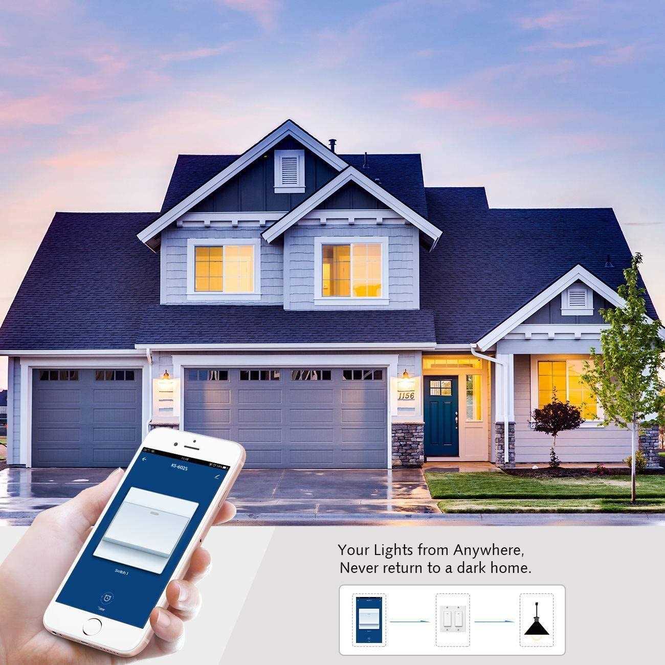 Lesim Smart Light Switch Double Smart Wifi Light Switches - Hardware ...