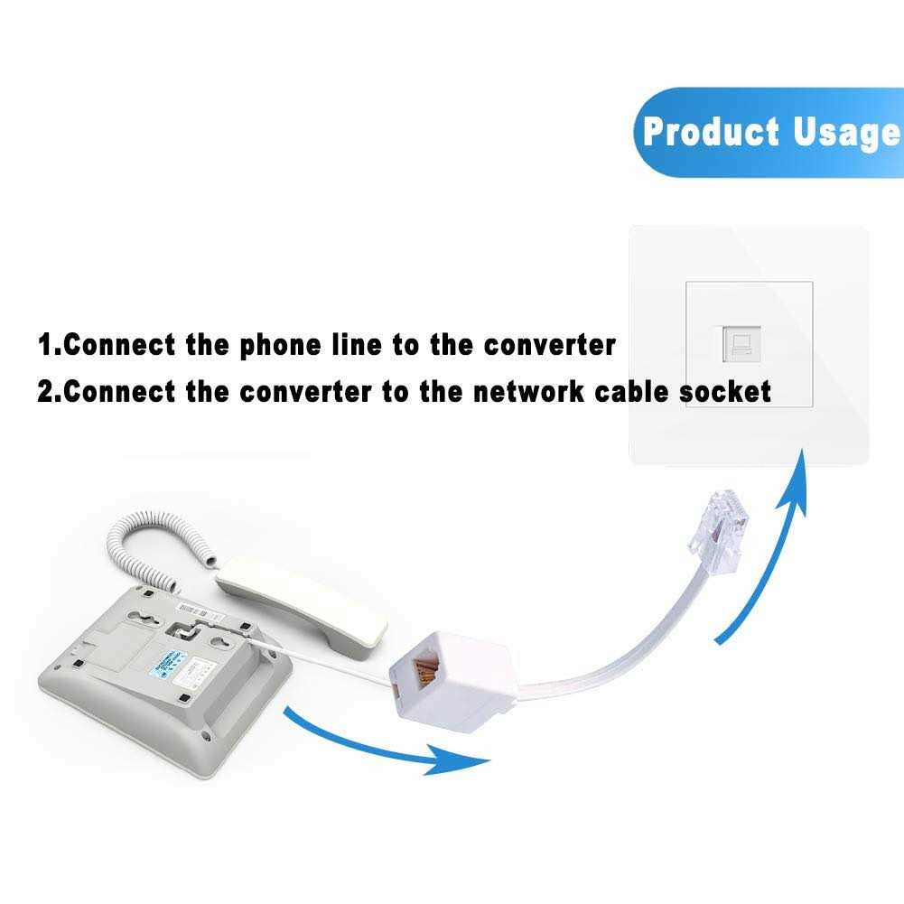 Rj45 to Rj11 Converter Adapter 2-Pack Telephone Rj11 6P4C Female to ...