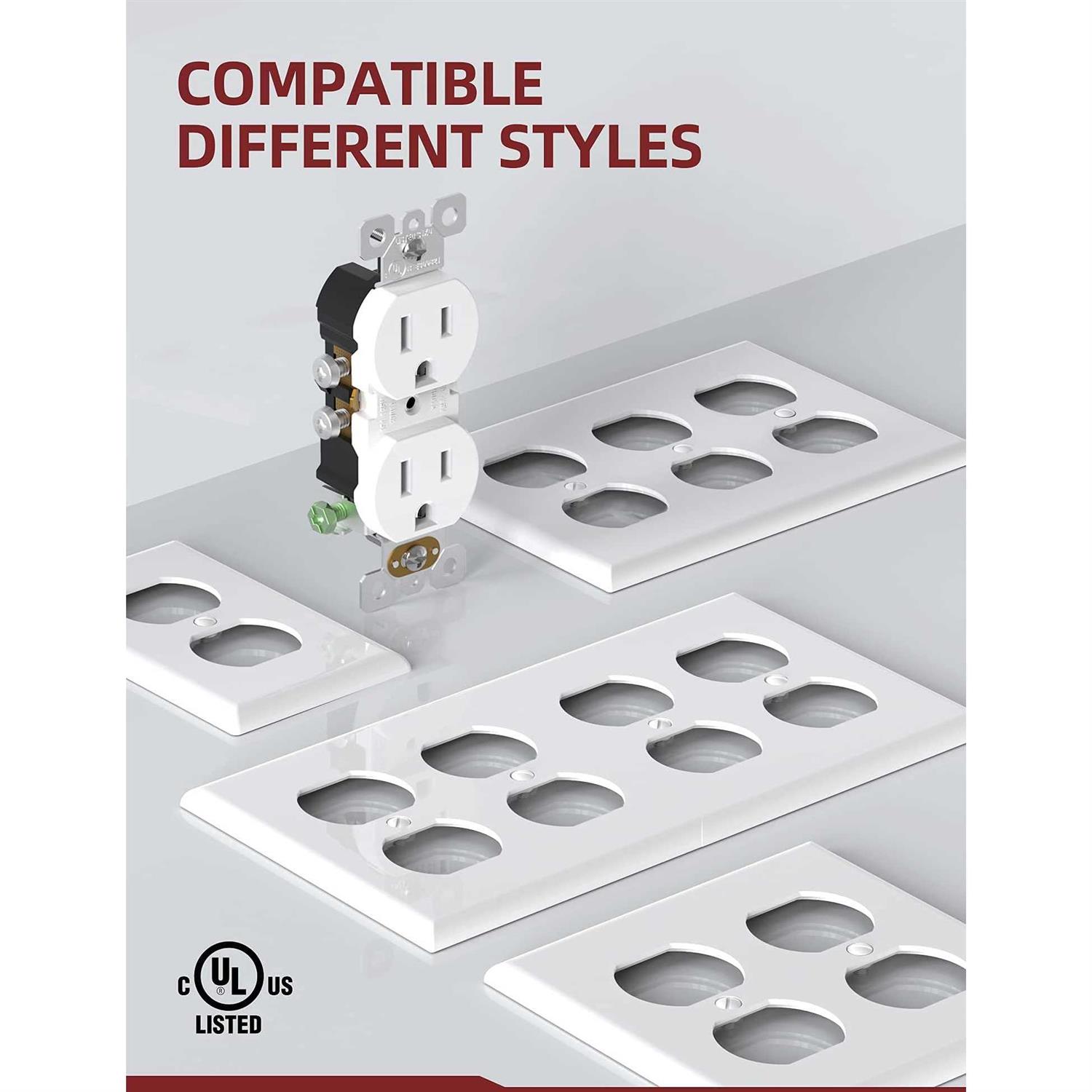 AIDA Duplex Receptacle Wall Outlet Residential 3-Wire Self-Grounding ...