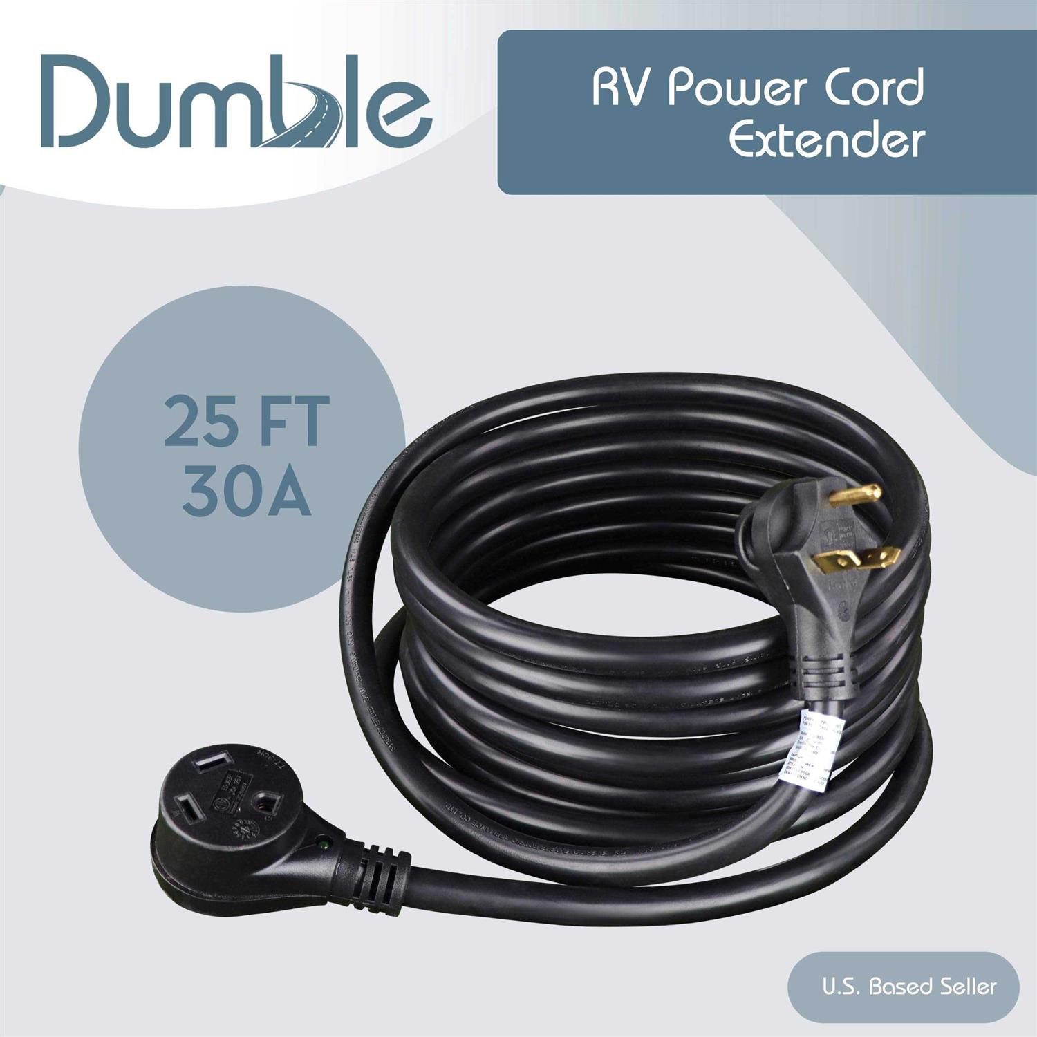 Dumble 30 AMP RV Power Cord w/ Indicator Light Camper Extension Cable ...