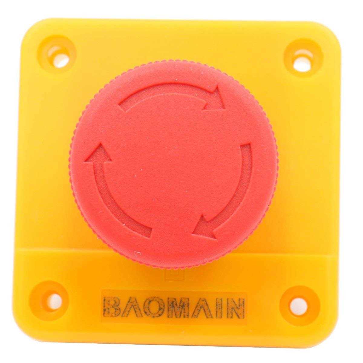 Baomain Red Sign Emergency Stop Switch Push Button Weatherproof Push Button Switch 660v with Box ...