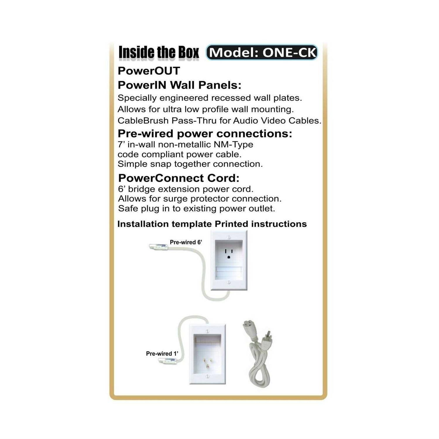 PowerBridge ONE-CK Recessed In-Wall Cable Management System with ...