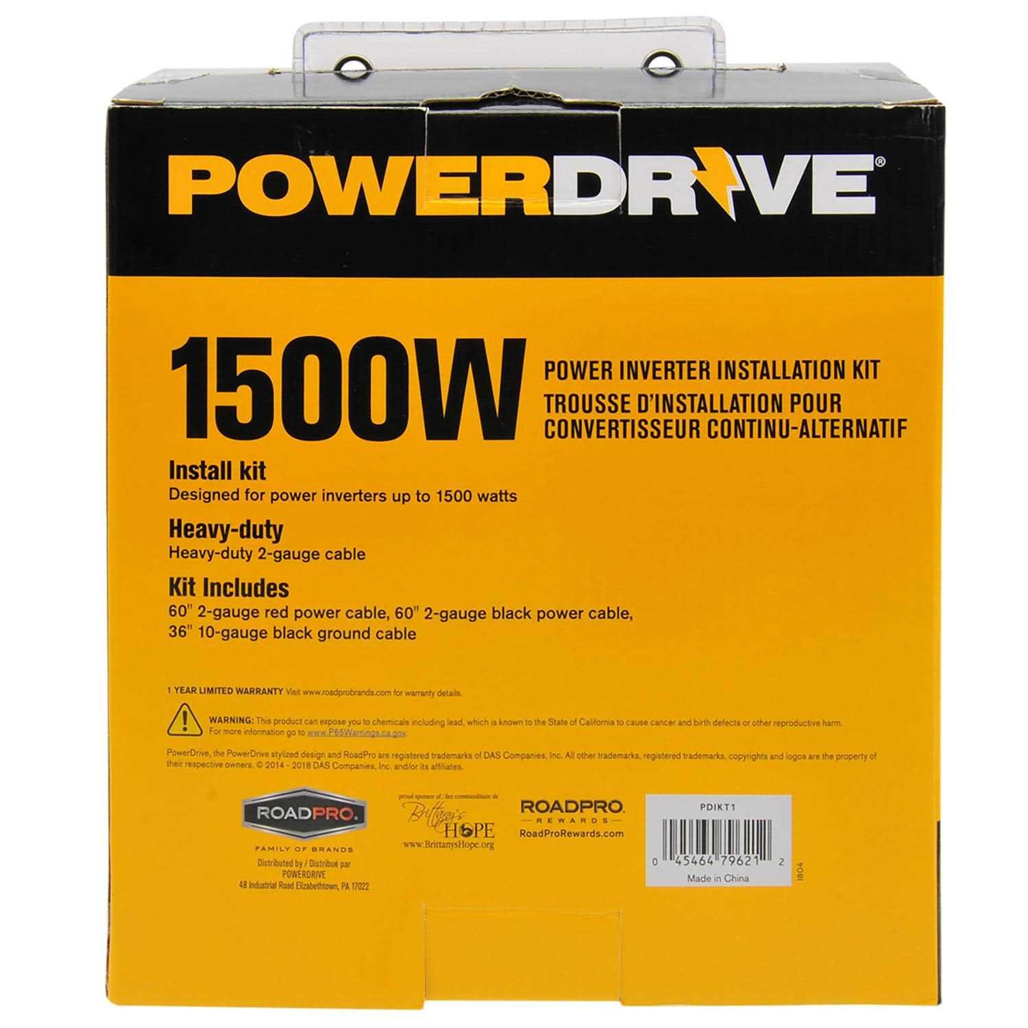 PowerDrive 1500 Watt Power Inverter Installation Kit PDIKT1 - Hardware ...