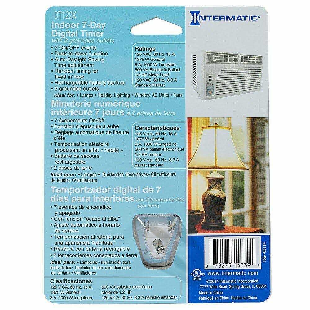 Intermatic 15 Amp 7-Day Indoor Plug-In Heavy-Duty Digital Timer with ...