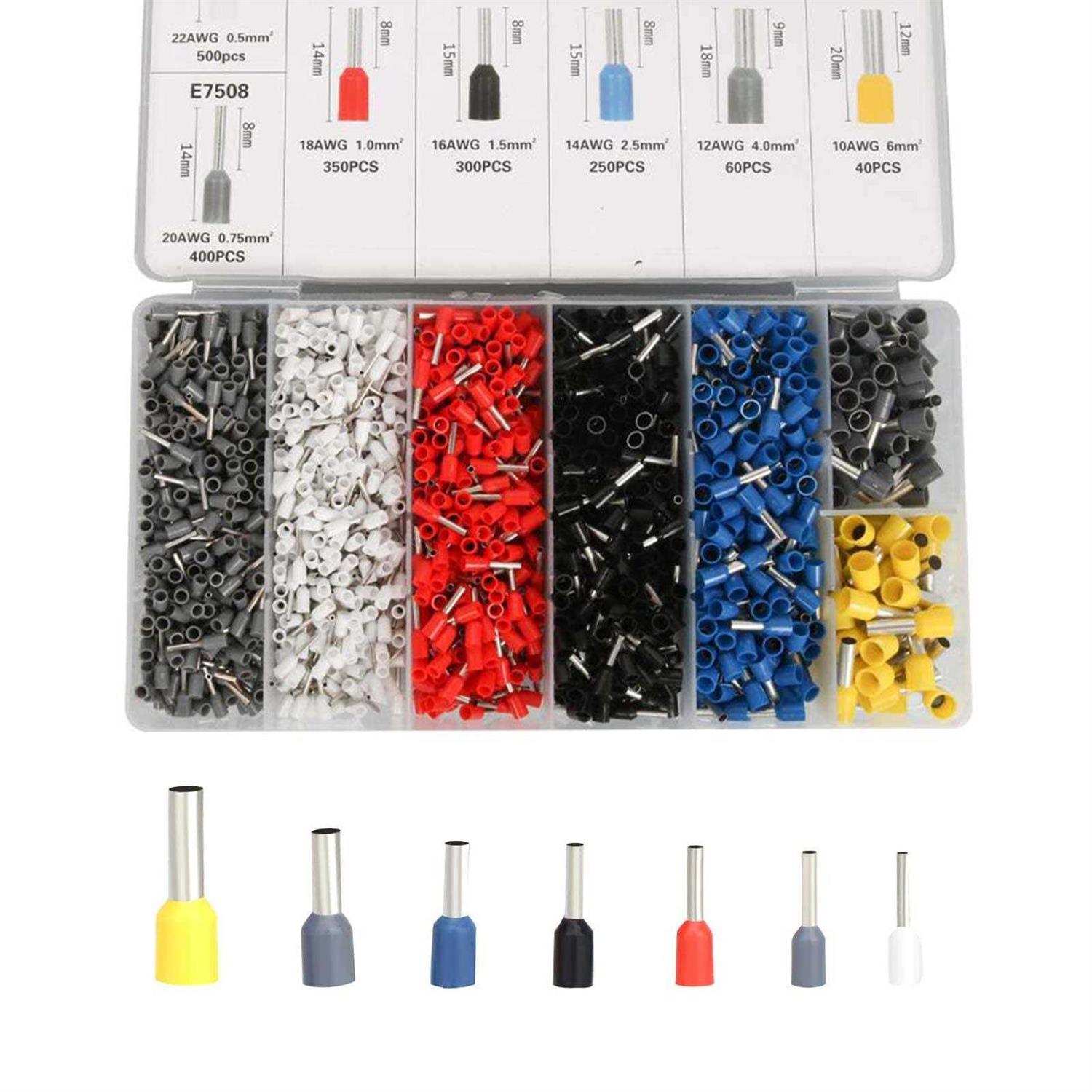 Fidioto 1900pcs Wire Ferrules Terminals Kit AWG 22-10 Terminal ...