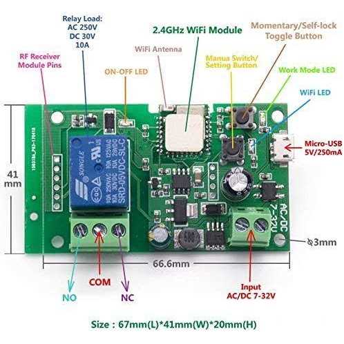 Newgoal Wireless Jog Relay Momentary/Self-Locking Switch Module Diy ...