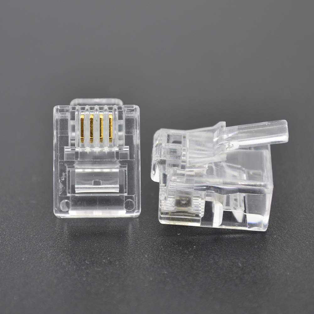 SMITON 100PACK RJ11 Connectors Telephone Modular Plugs Male Connectors ...