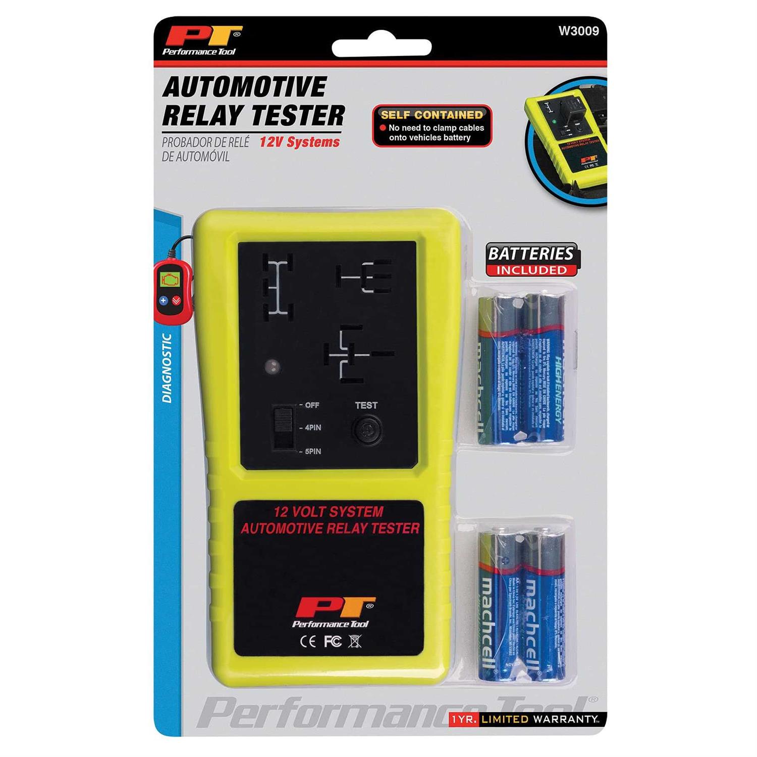 Performance Tool 3009 Compact Cordless Automotive Relay Tester for 12 ...