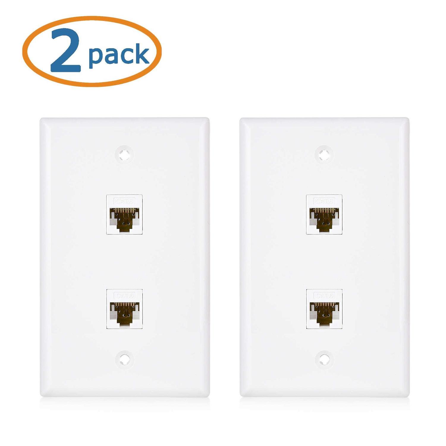 Cable Matters 2-Pack 2-Port Ethernet Wall Plate Cat6 Wall Plate / Cat5 ...