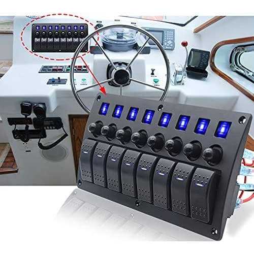 Geloo 8 Gang Marine Switch Panel Boat Rocker Switch Panel Waterproof ...