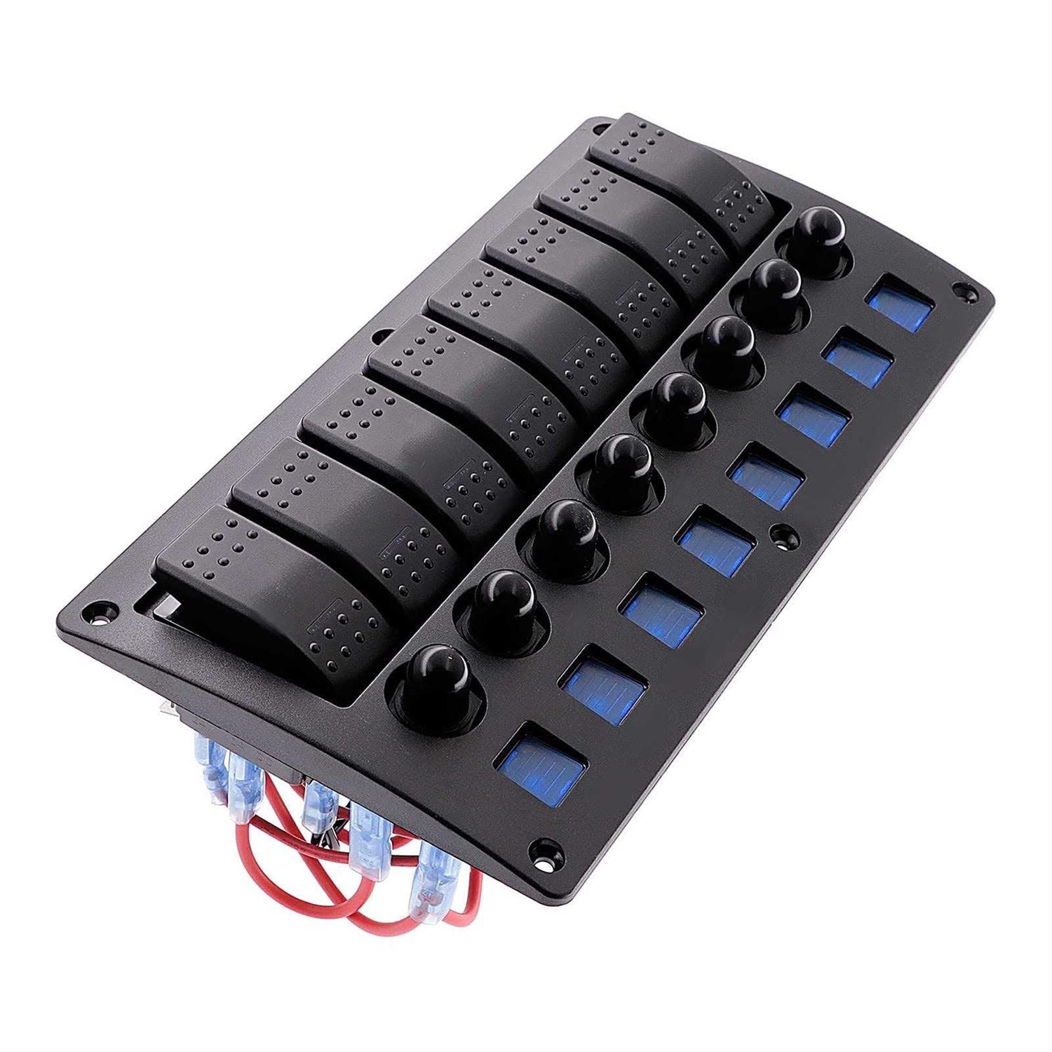Geloo 8 Gang Marine Switch Panel Boat Rocker Switch Panel Waterproof ...