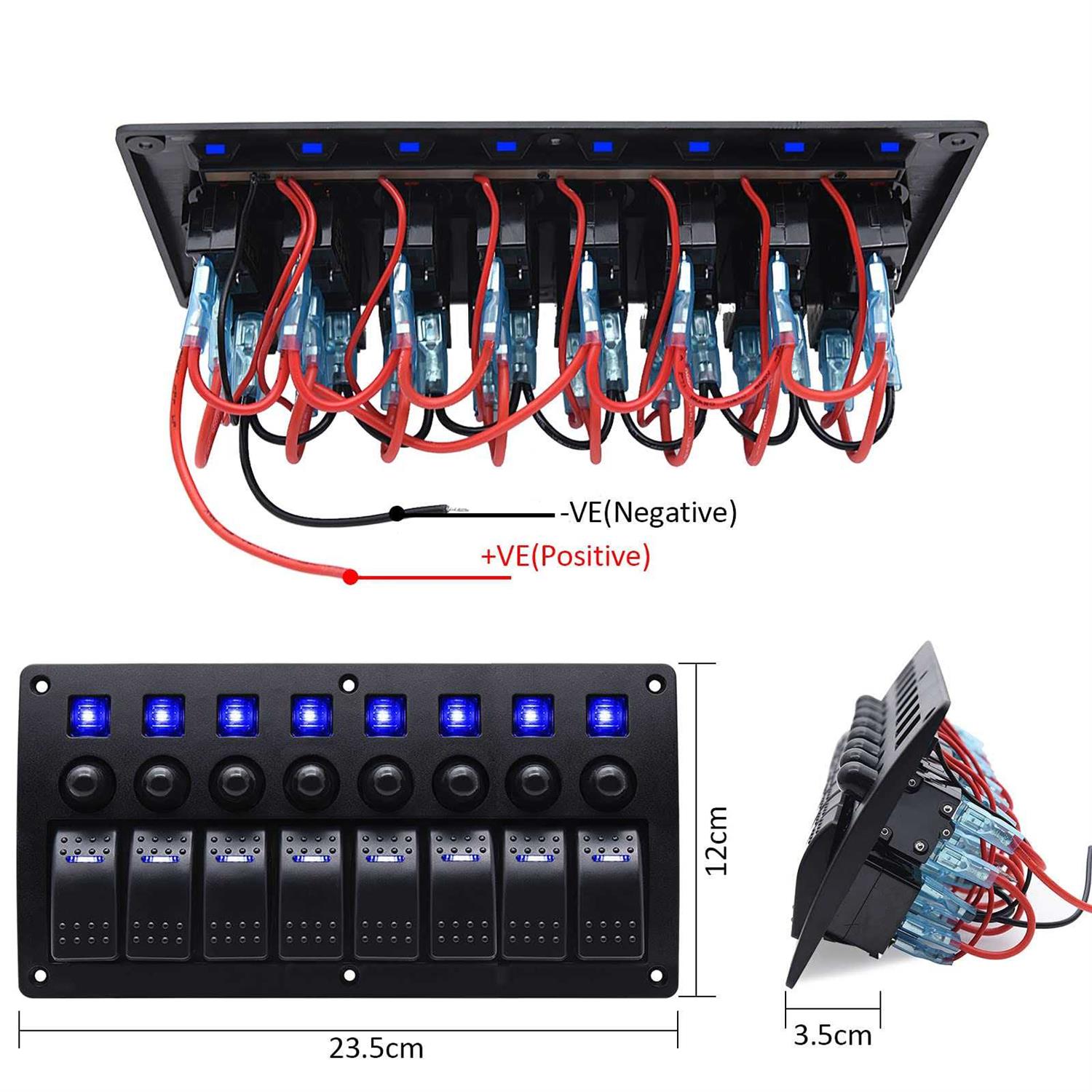 Geloo 8 Gang Marine Switch Panel Boat Rocker Switch Panel Waterproof ...