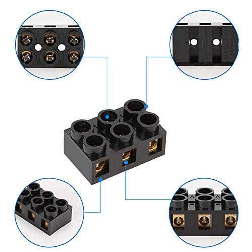 RLECS 2pcs 500V 60A 3 Position Double Row Screw Terminal Block Dual Row ...