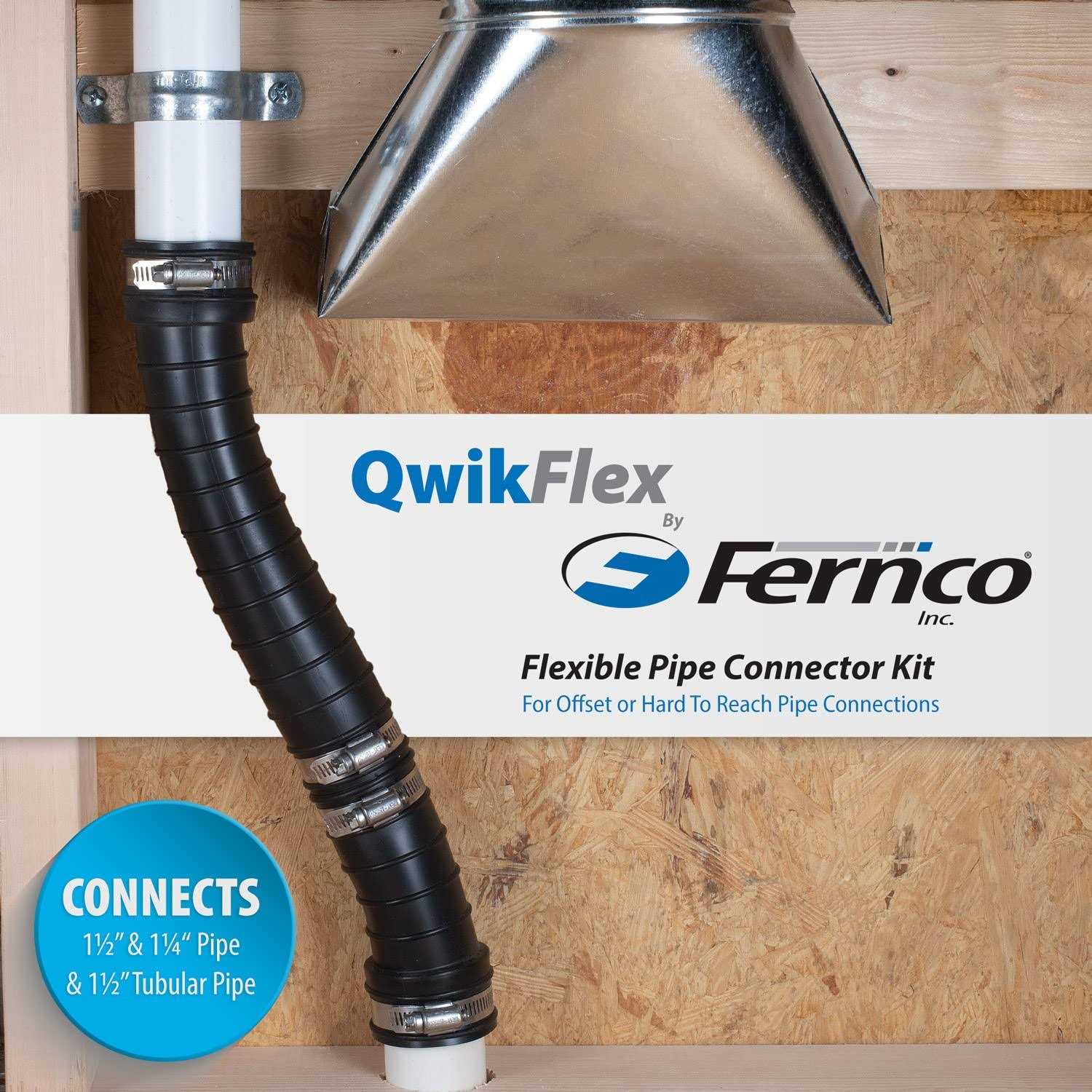 Fernco QwikFlex Flexible Pipe Connector Kit for Offset or Hard To Reach 1-1/2-in. SCH40 PVC DWV ...