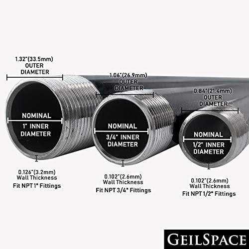 GeilSpace 3/4 Heavy Duty Pre-Cut Grey Metal Pipe, Industrial Steel Fits ...