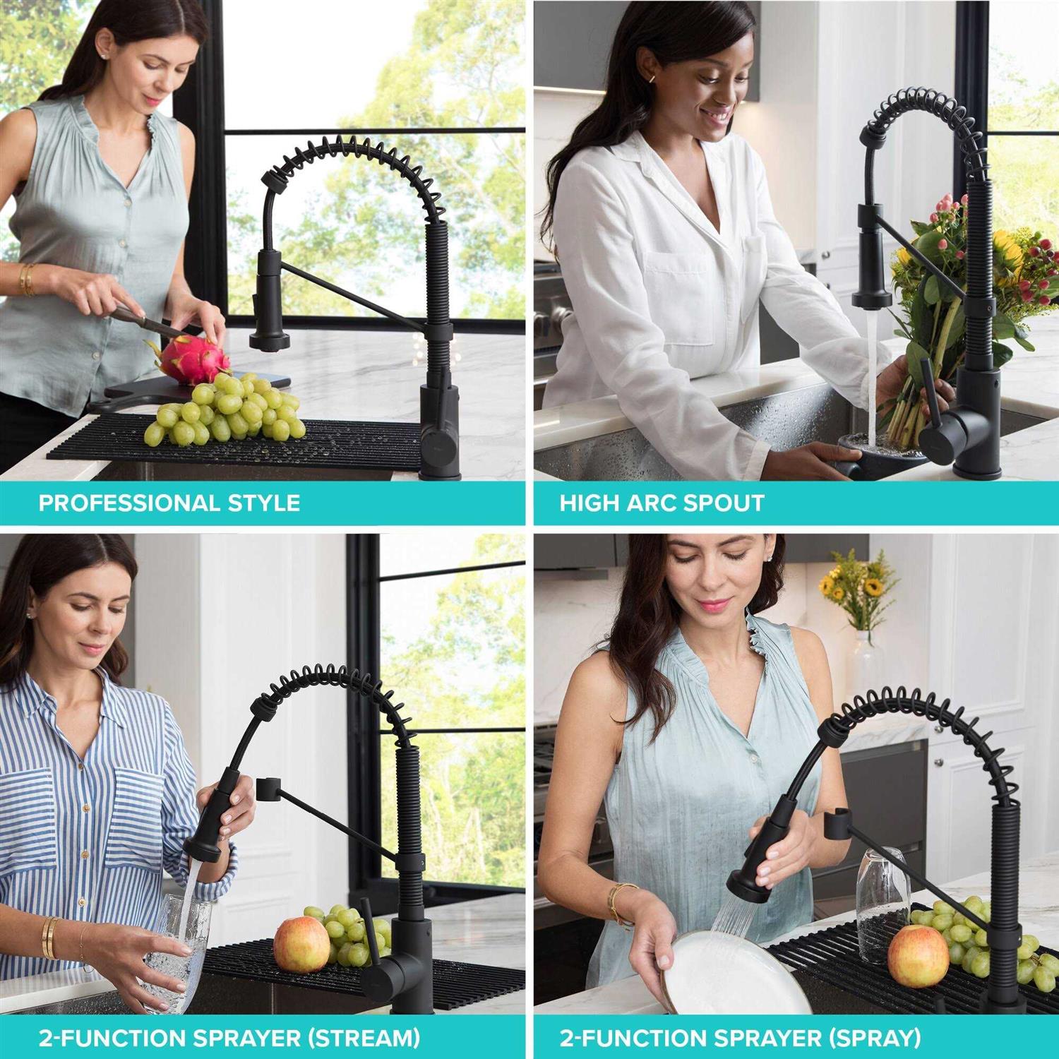 Kraus Bolden Single Handle 18-Inch Commercial Kitchen Faucet with Dual ...