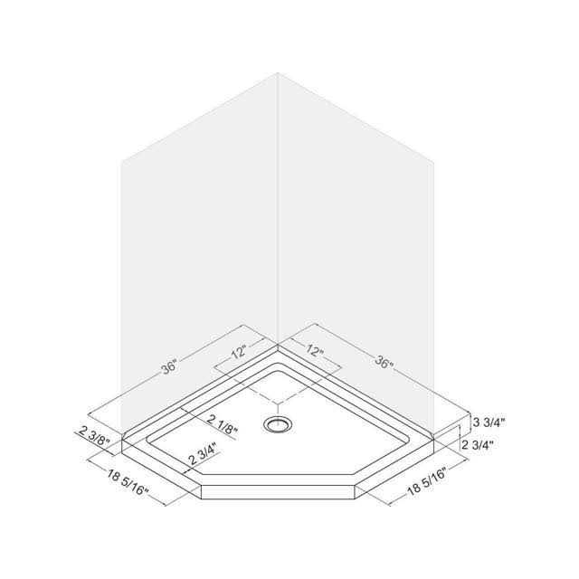 DreamLine SlimLine 36 in. x 36 in. Neo-Angle Shower Base DLT-2036360 ...