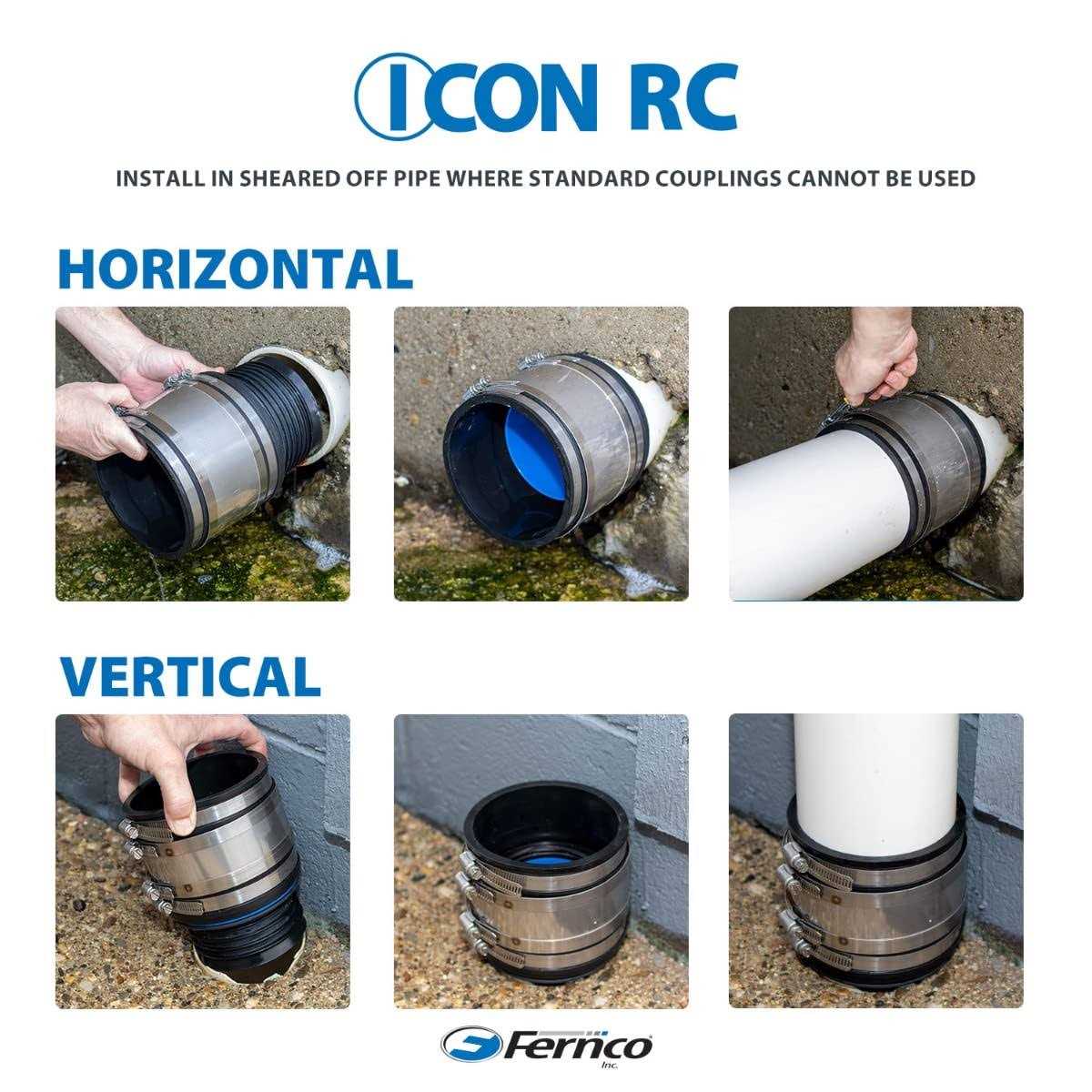 Fernco 4 ICON RC Pushfit DWV Coupling Sheared Off Pipe Connector with ...