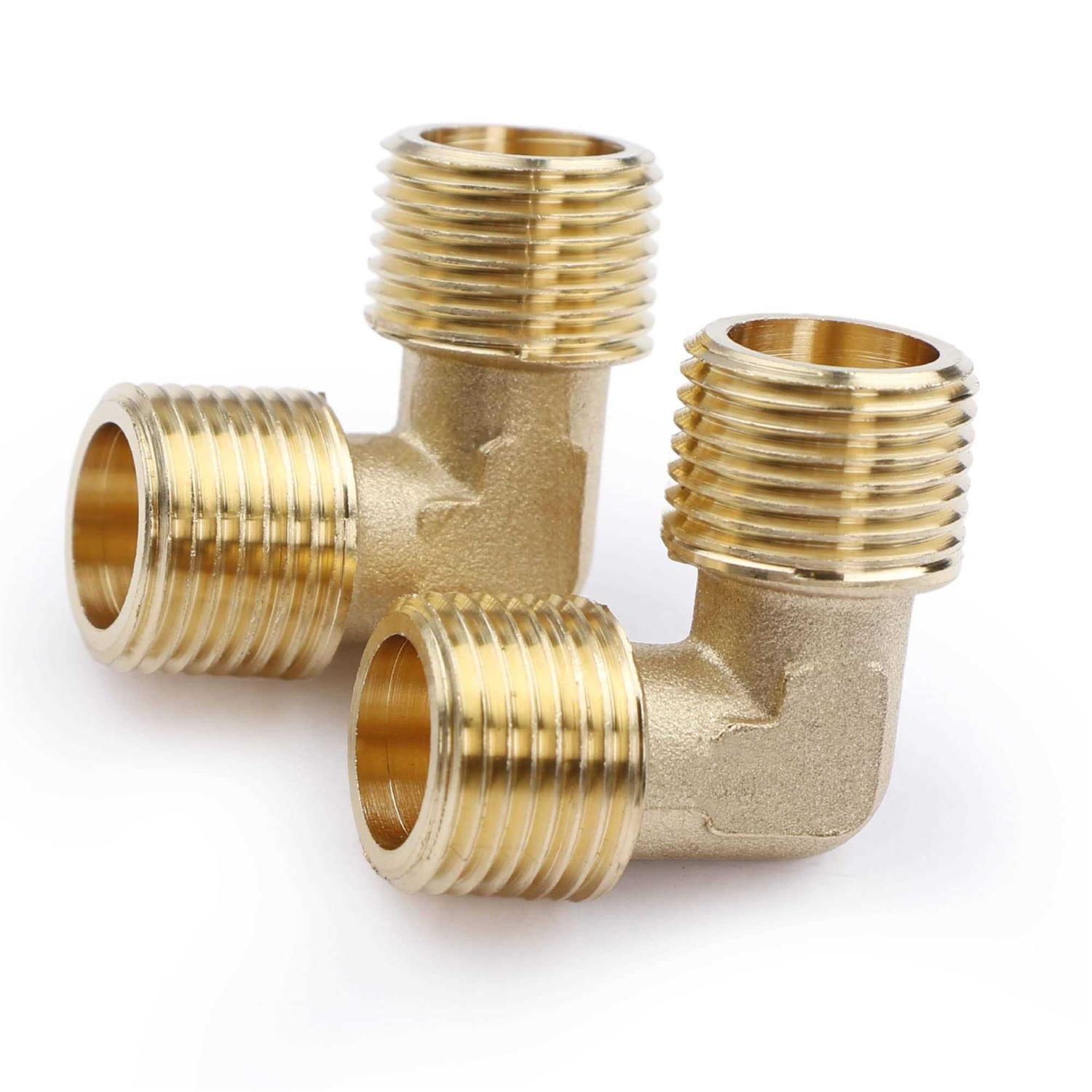 U.S. Solid 2pcs 90 Degree Barstock Street Elbow Brass Pipe Fitting NPT Male Pipe NPT Female ...