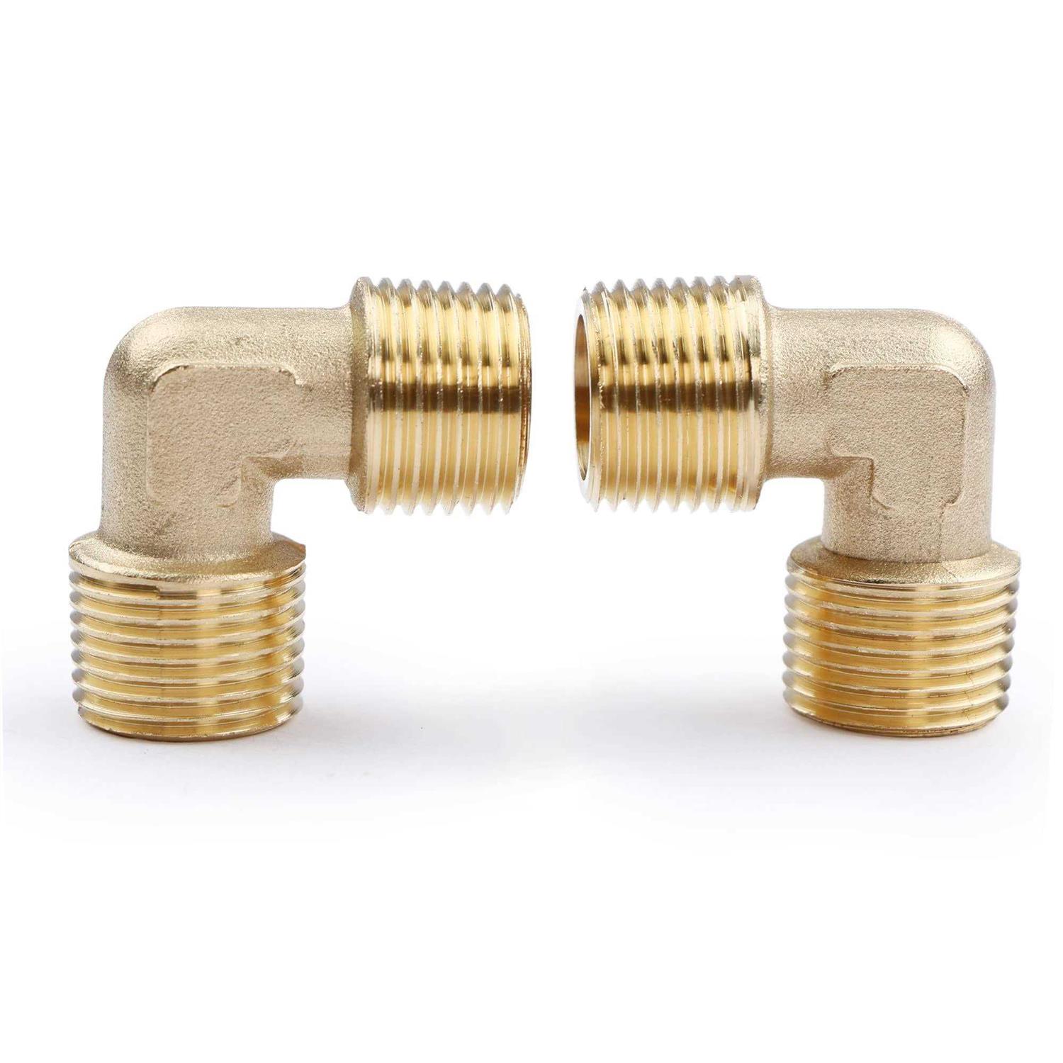 U.S. Solid 2pcs 90 Degree Barstock Street Elbow Brass Pipe Fitting NPT Male Pipe NPT Female ...