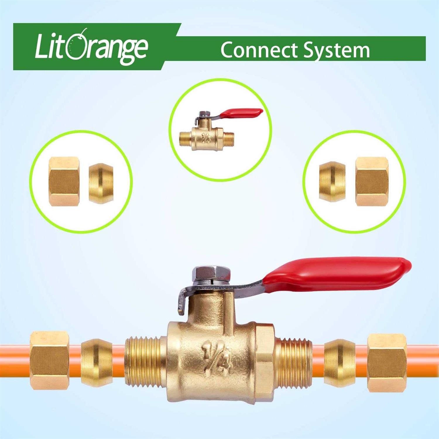 Litorange Lead-Free Brass Mini Ball Valve Shut Off Switch 1/4 x 1/4 ...