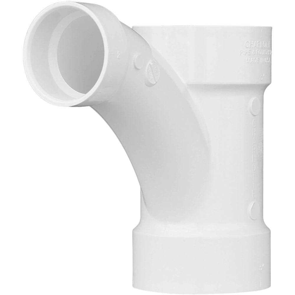Charlotte Pipe 4 in. Double Sanitary DWV PVC Tee PVC004281200 ...