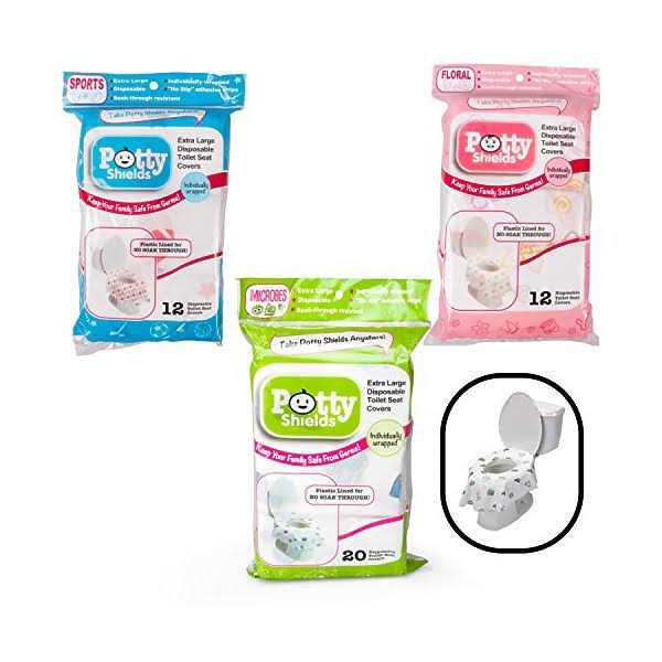 Potty Shields Disposable Toilet Seat Covers for Kids & Adults Protect ...