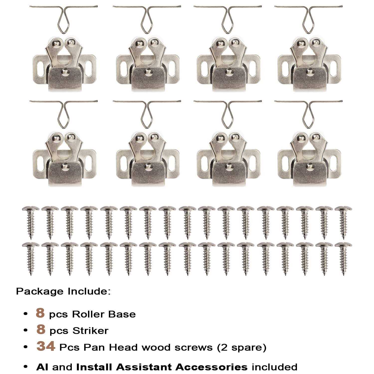 Keenkee Cabinet Latch Double Roller Catch Hardware for Cupboard Closet ...